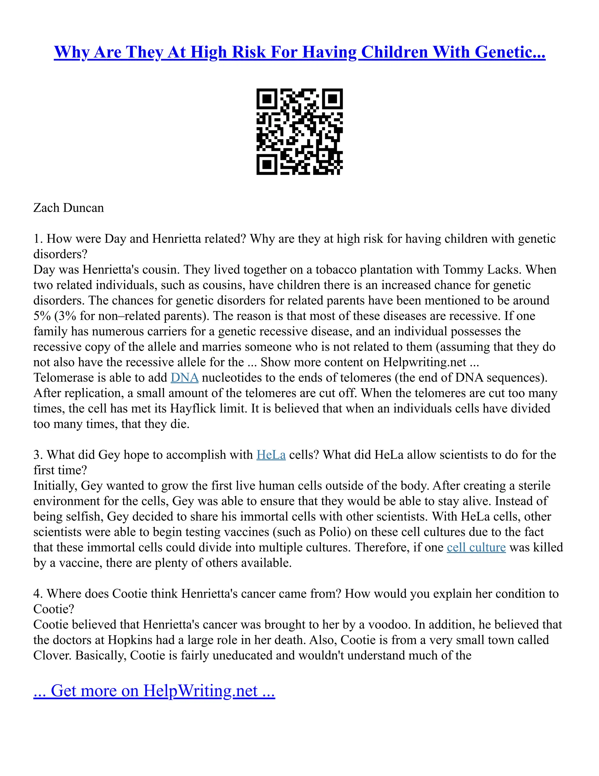 The Immortal Life Of Henrietta Lacks | PDF