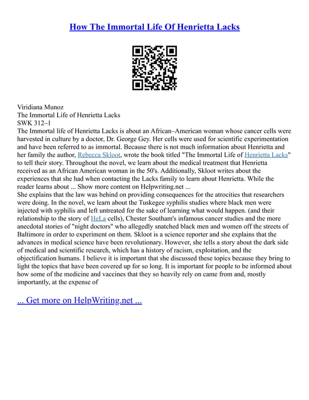 The Immortal Life Of Henrietta Lacks | PDF