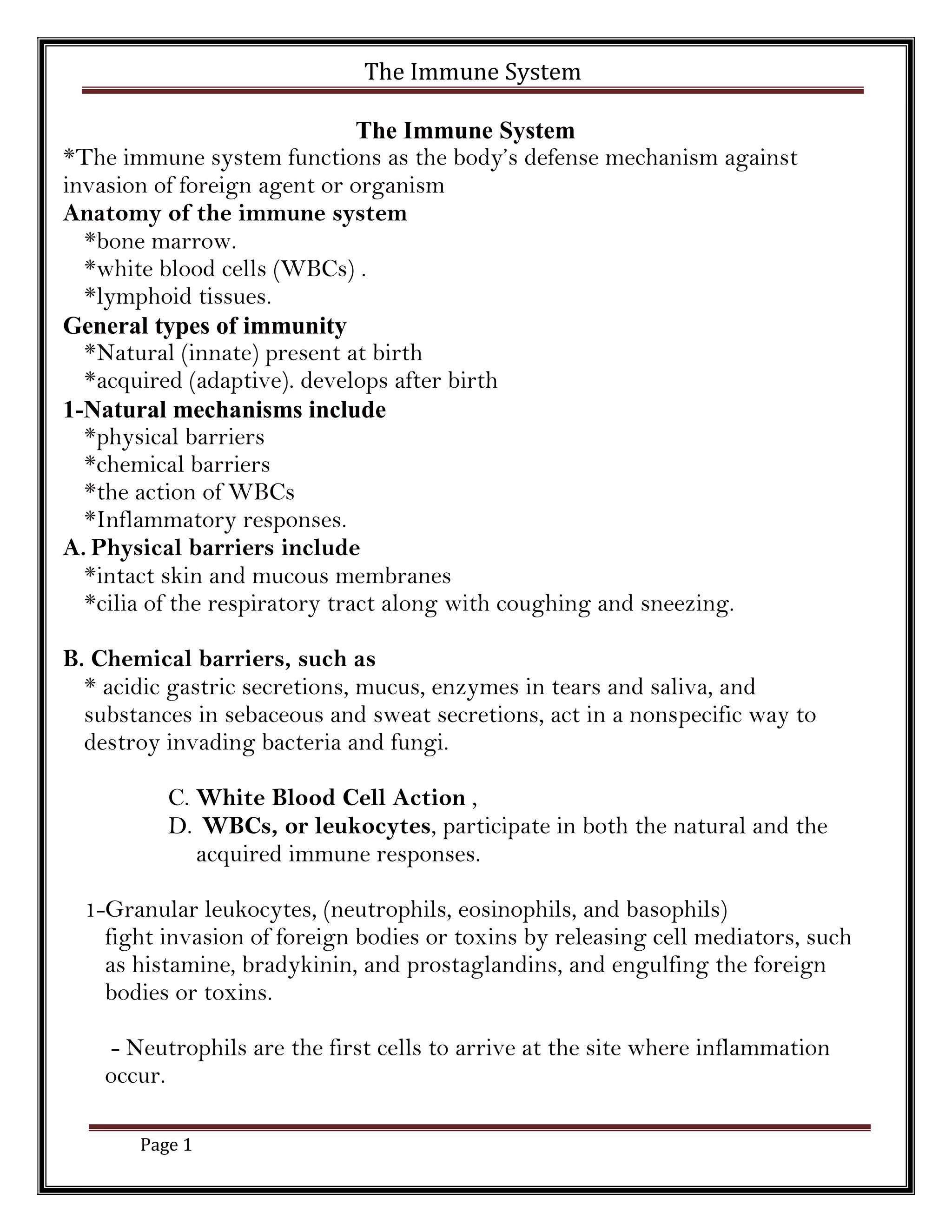 The immune system | DOCX | Infectious Diseases | Diseases and Conditions