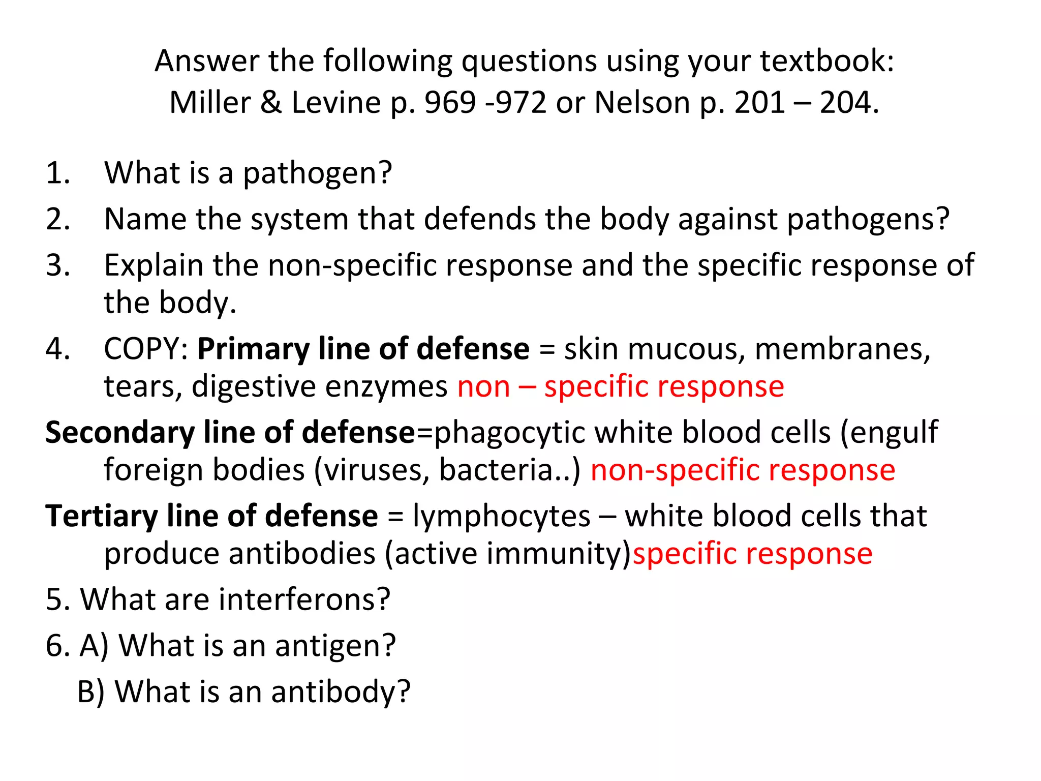 The immune system & viral specificity | PPT