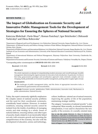 The Impact of Globalization on Economic Security and Innovative Public ...