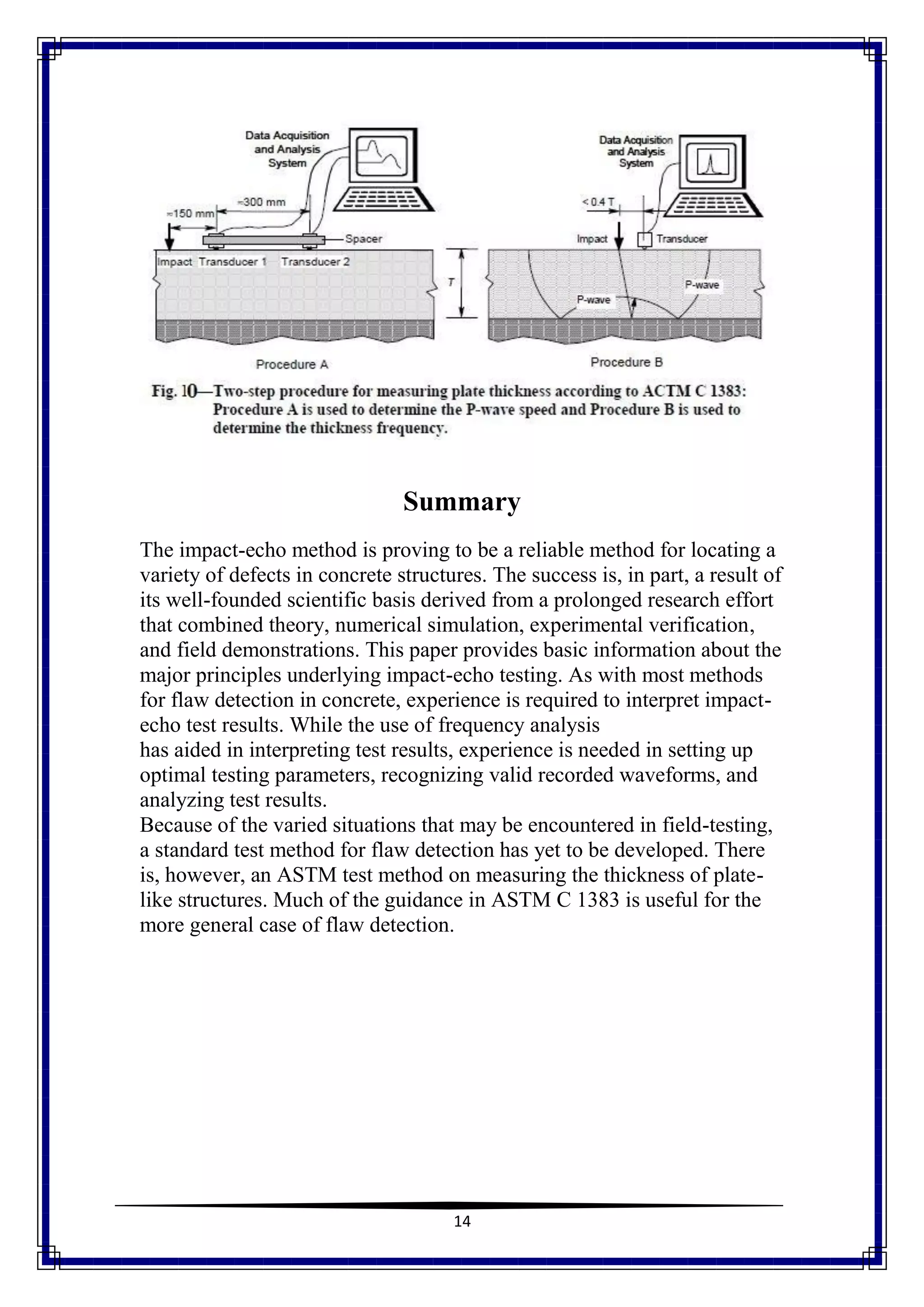 The impact echo method as nondestructive test method in structural ...
