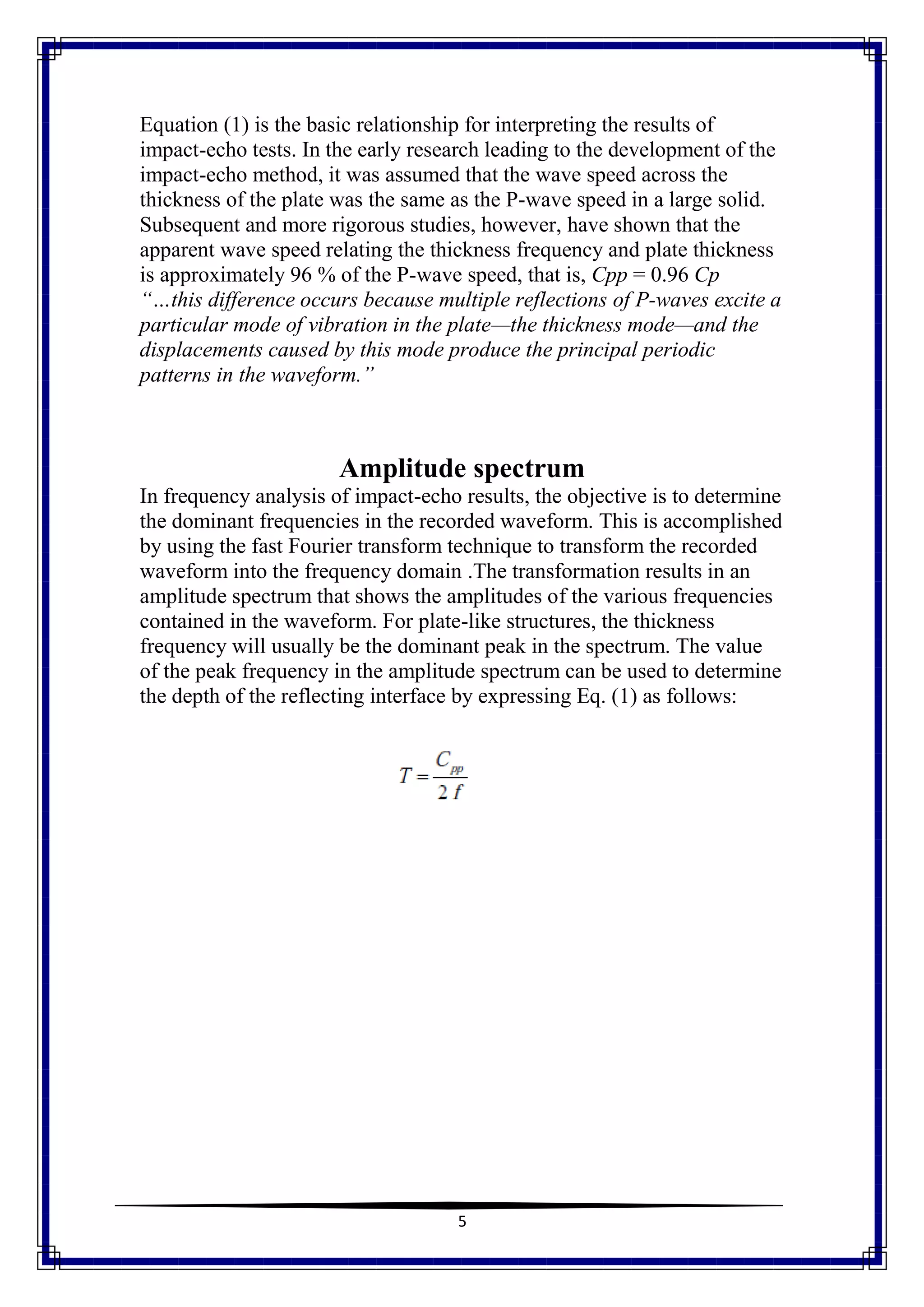 The impact echo method as nondestructive test method in structural ...