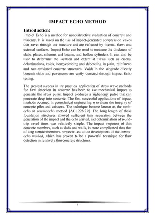 The impact echo method as nondestructive test method in structural ...
