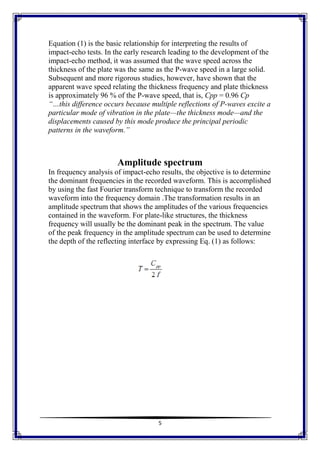 The impact echo method as nondestructive test method in structural ...