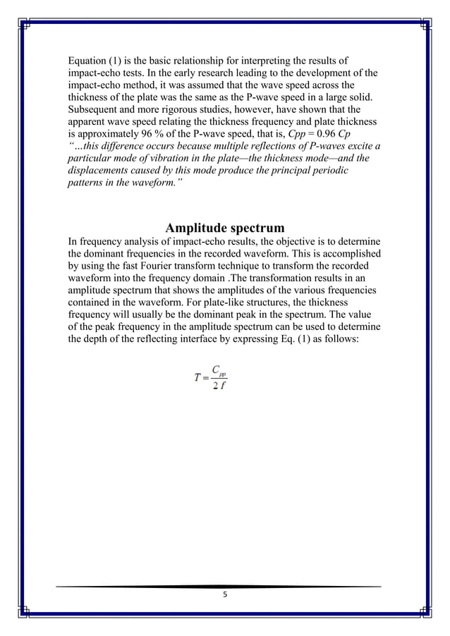 The impact echo method as nondestructive test method in structural ...