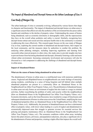 The Impact of Abandoned and Decrepit Homes on the Urban Landscape of ...