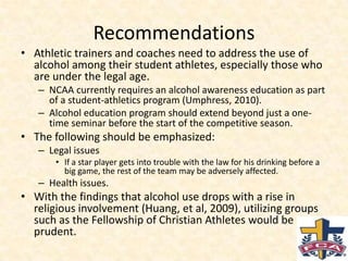 The Impact Of Alcohol Use On The College Athlete | PPTX