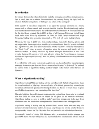 The Impact of Algorithmic Trading | PDF