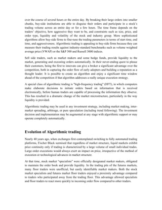 The Impact of Algorithmic Trading | PDF