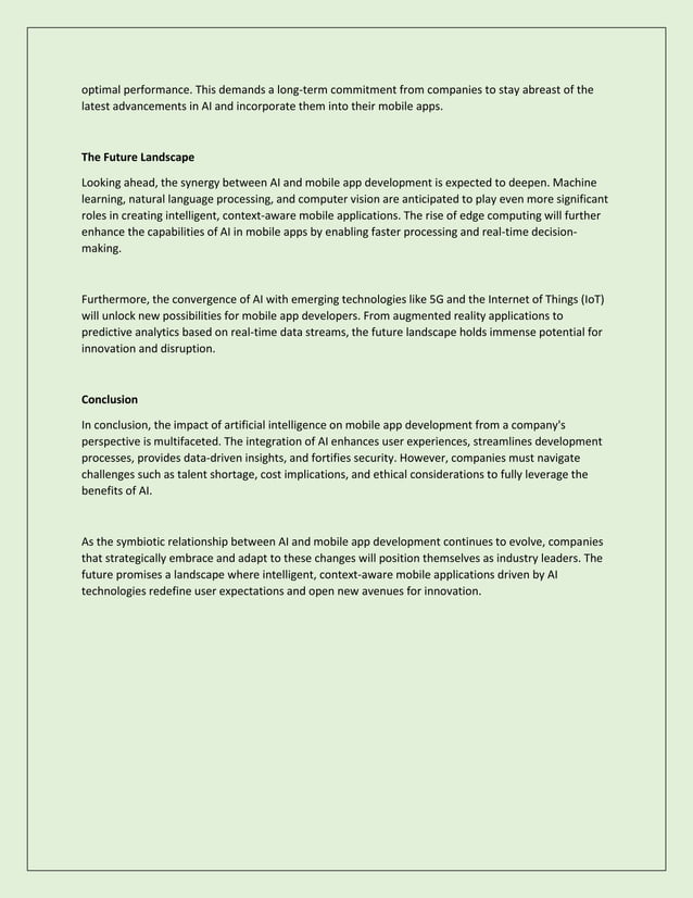 The Impact of Artificial Intelligence on Mobile App Development | PDF