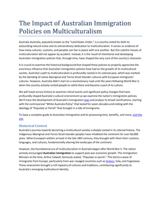 The Impact of Australian Immigration Policies on Multiculturalism.docx