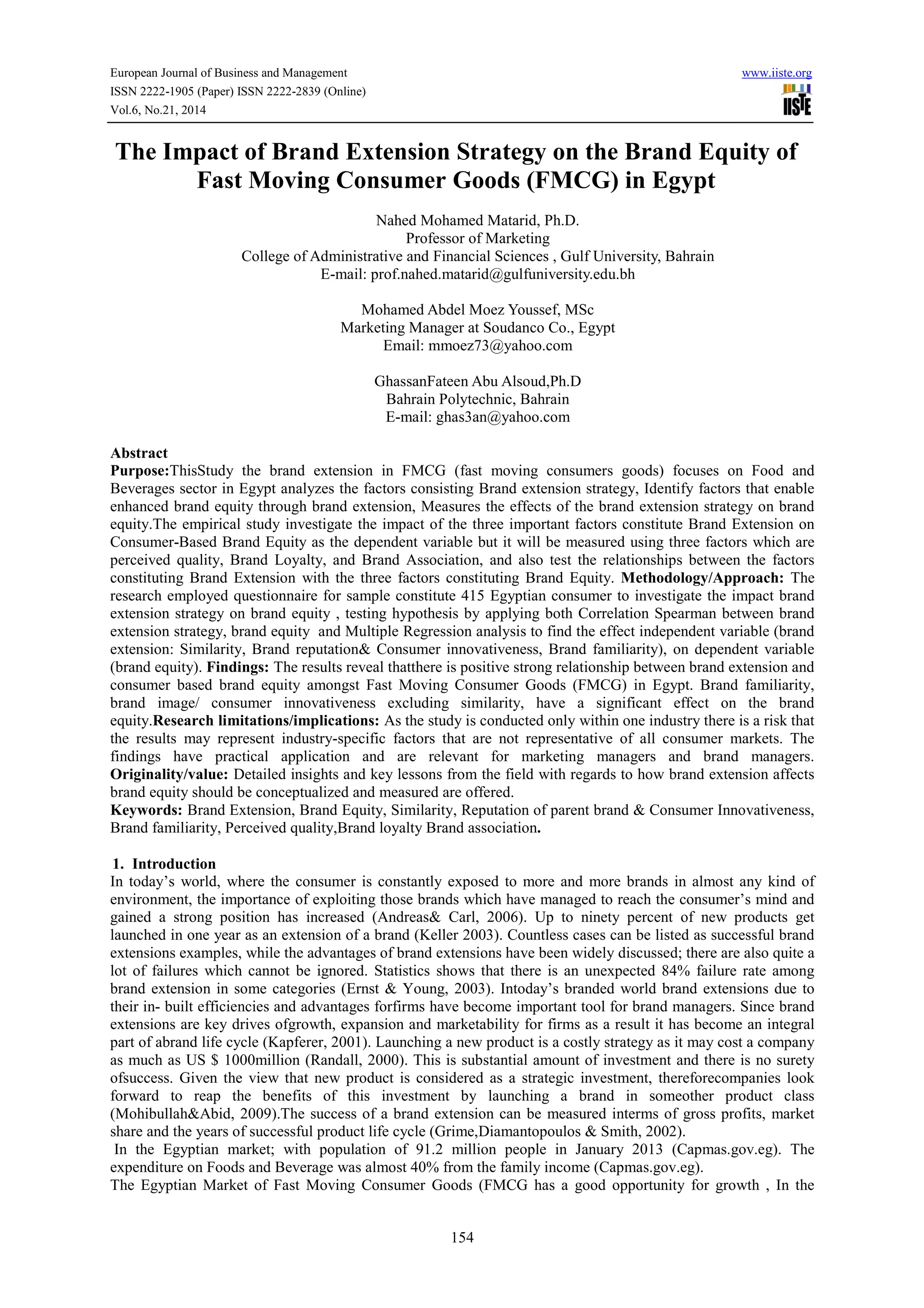 The impact of brand extension strategy on the brand equity of fast ...