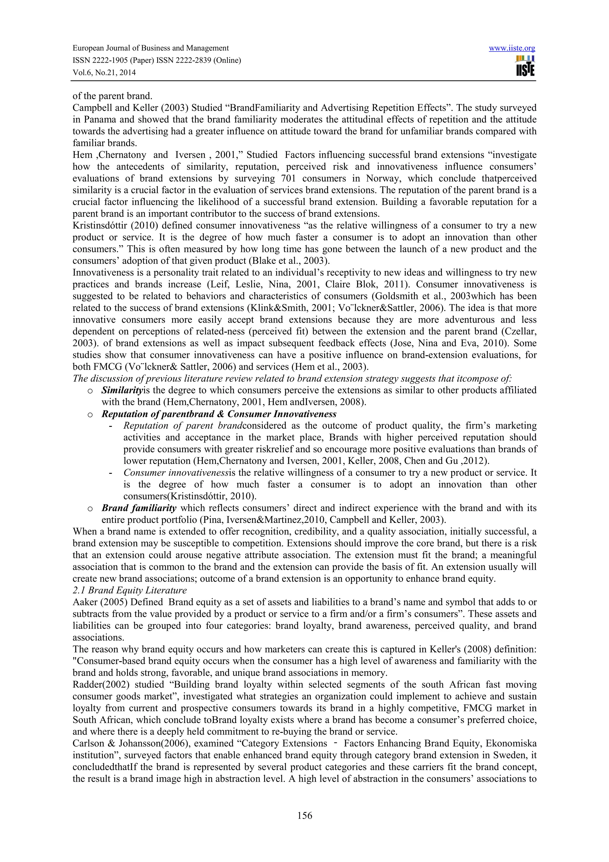 The impact of brand extension strategy on the brand equity of fast ...