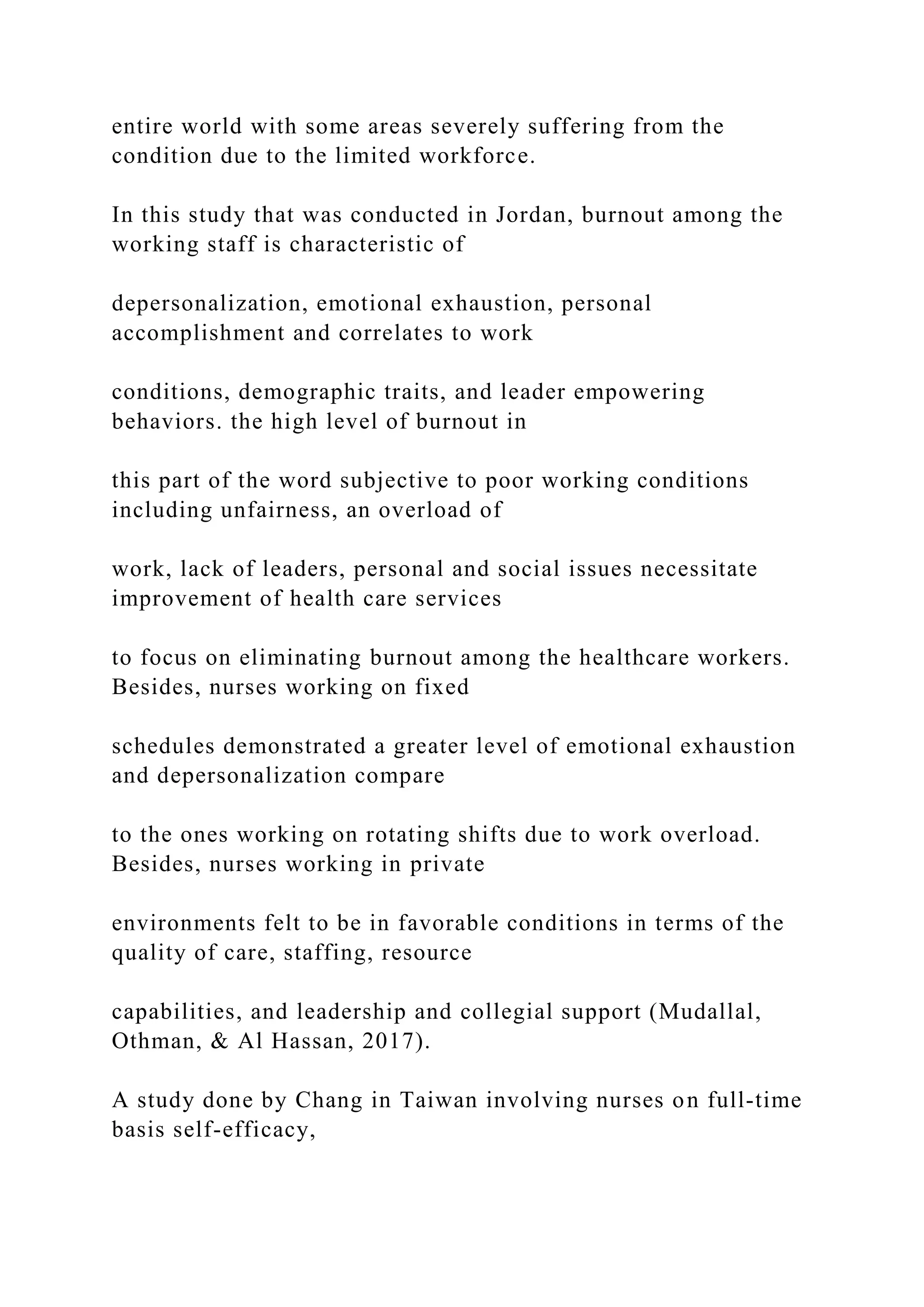The Impact of Burnout syndrome on Nurse Workers .docx
