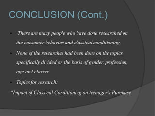 The impact of classical conditioning on purchase decision | PPT