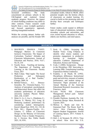 THE IMPACT OF CLASSROOM DESIGN LEARNING: A CASE STUDY OF CAMEROON ...