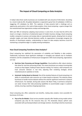 The Impact of Cloud Computing on Data Analytics | PDF
