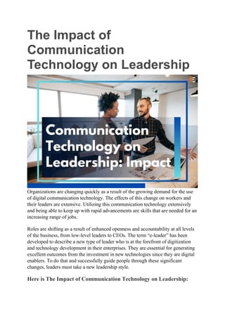 The Influence of Communication Technology on Leadership in the Digital ...
