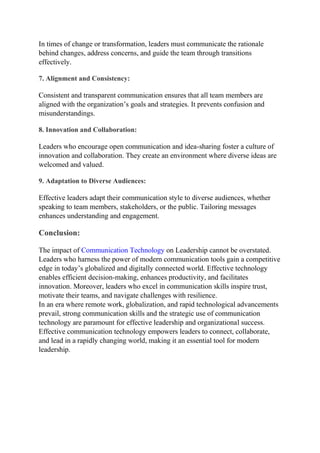 The Influence of Communication Technology on Leadership in the Digital ...