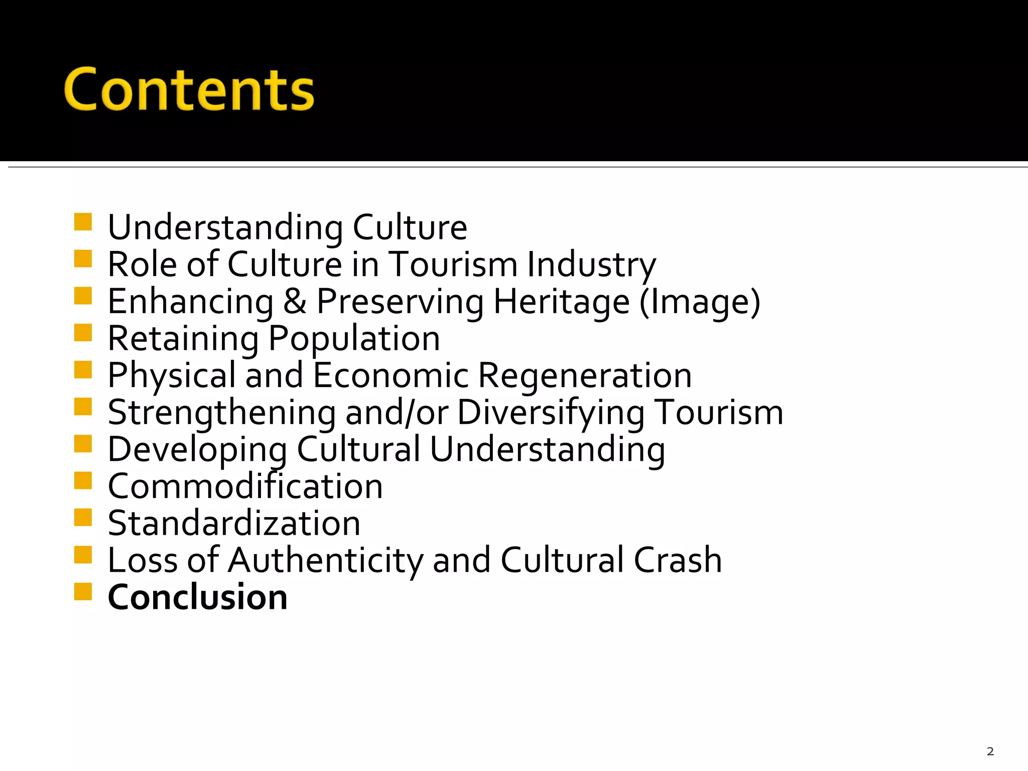 The impact of culture on benefit in tourism | PPT