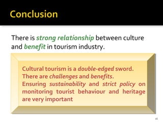 The impact of culture on benefit in tourism | PPT