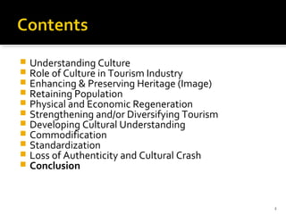 The impact of culture on benefit in tourism | PPT