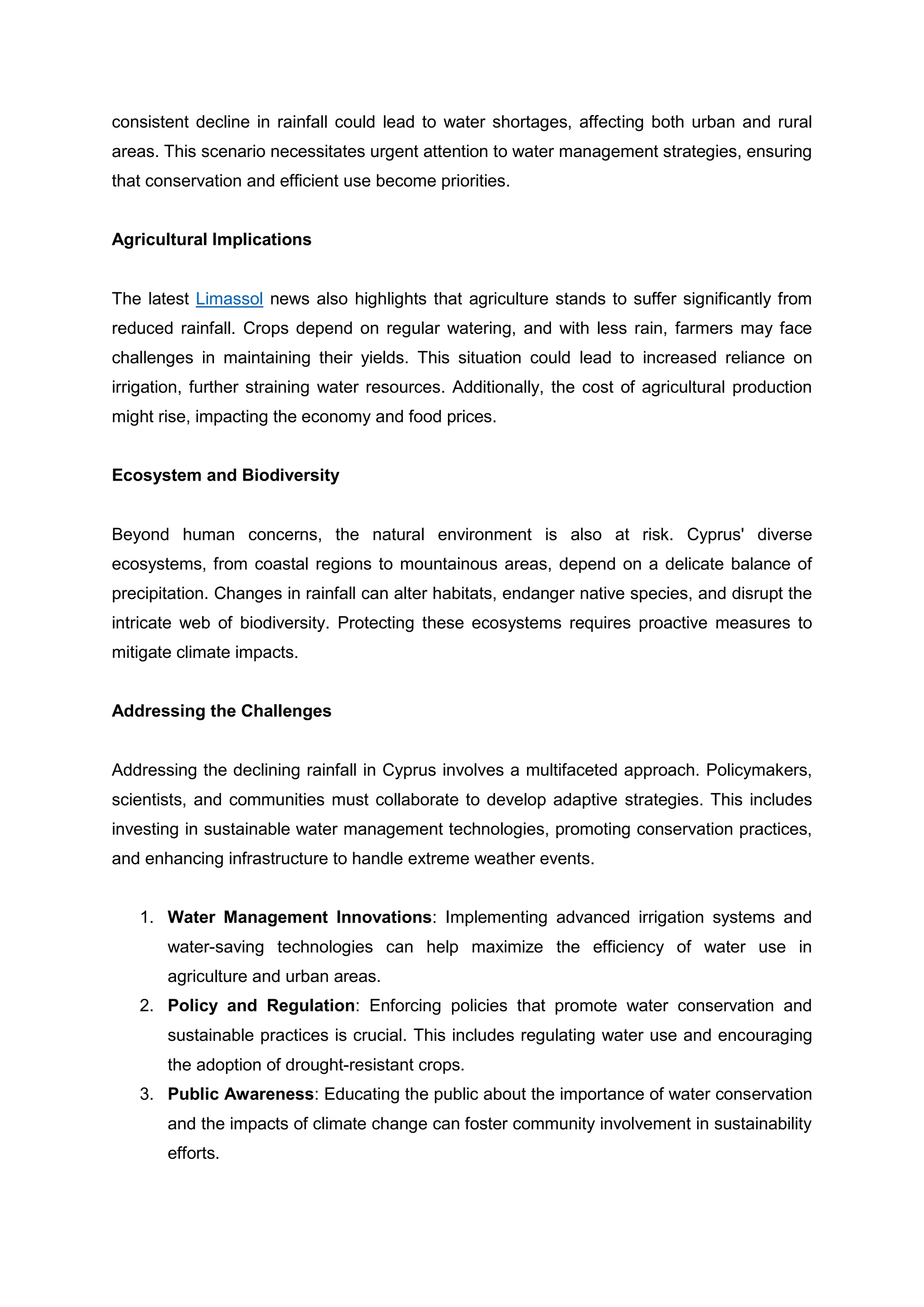 The Impact of Decreasing Rainfall on Cyprus A Climate Concern | DOC