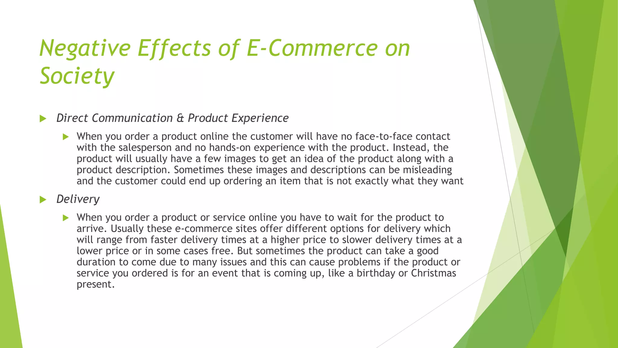 The impact\effects of e-commerce | PPTX