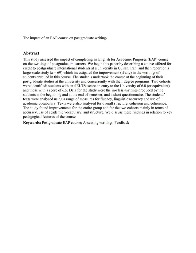 The impact of eap writing course | PDF