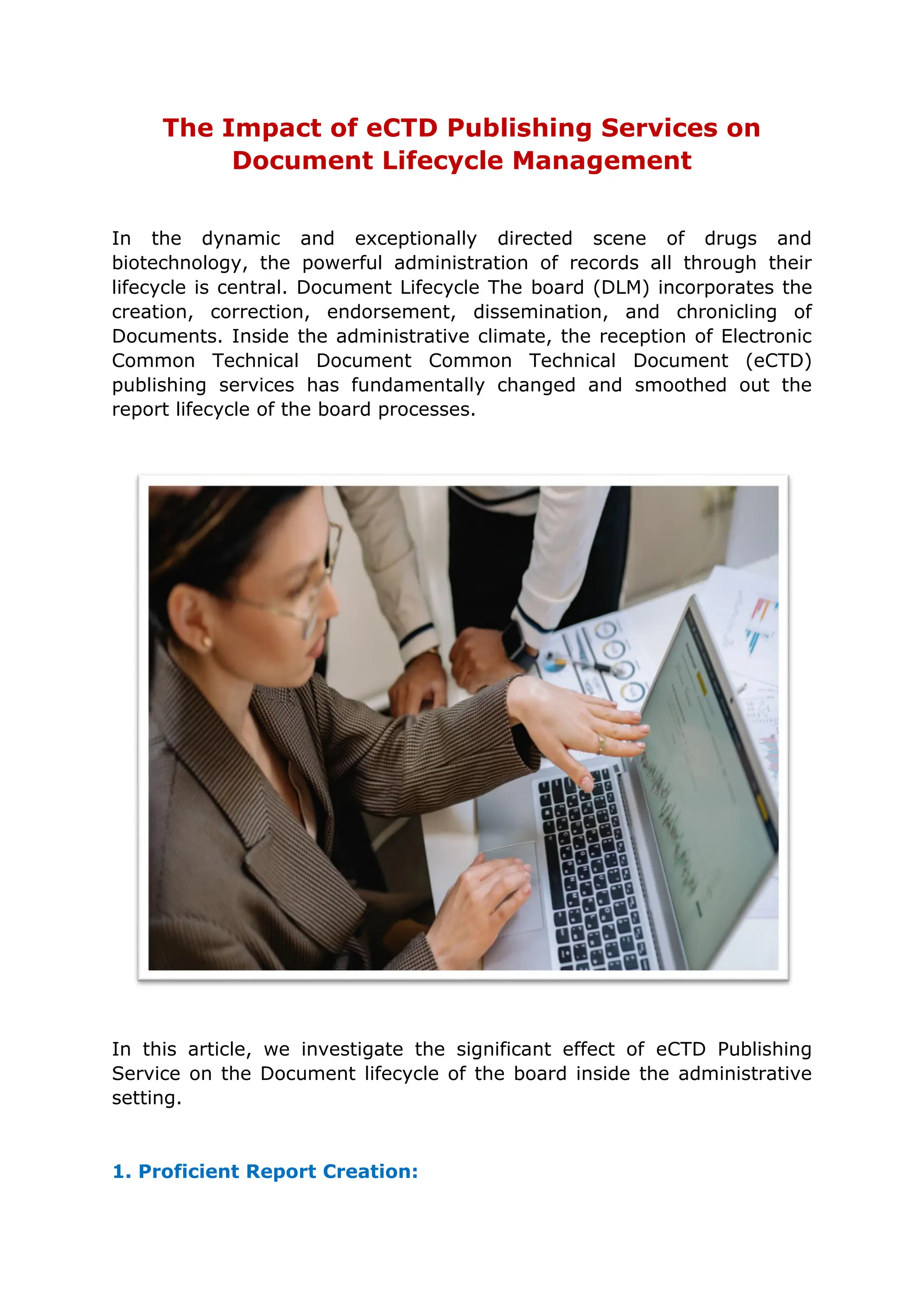 The Impact of eCTD Publishing Services on Document Lifecycle Management ...