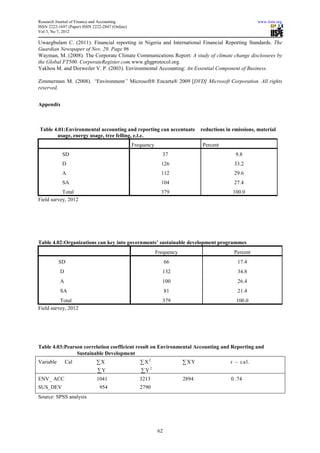 The impact of environmental accounting and reporting on sustainable development in nigeria | PDF