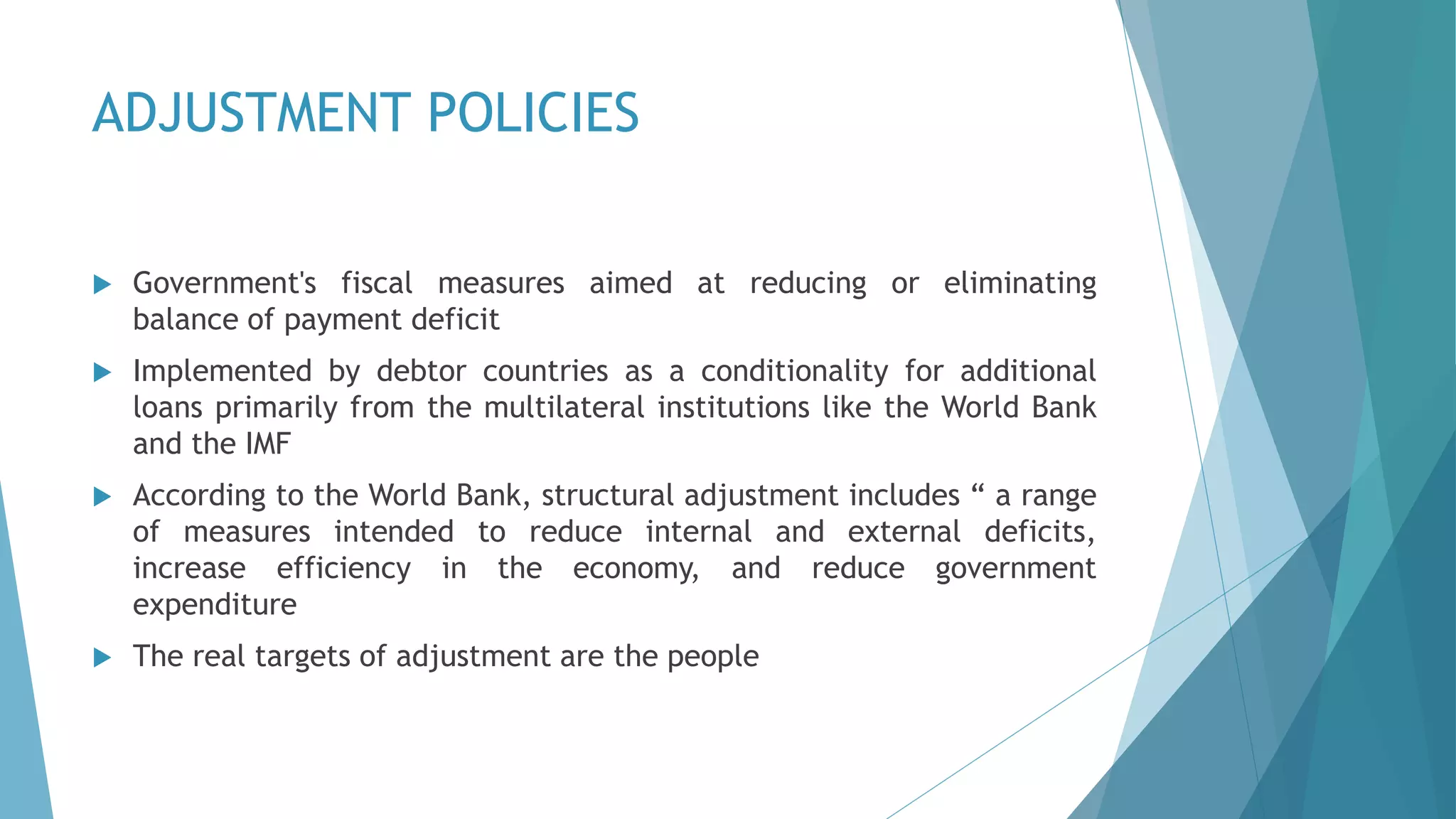 The impact of external debt and adjustment policies | PPTX