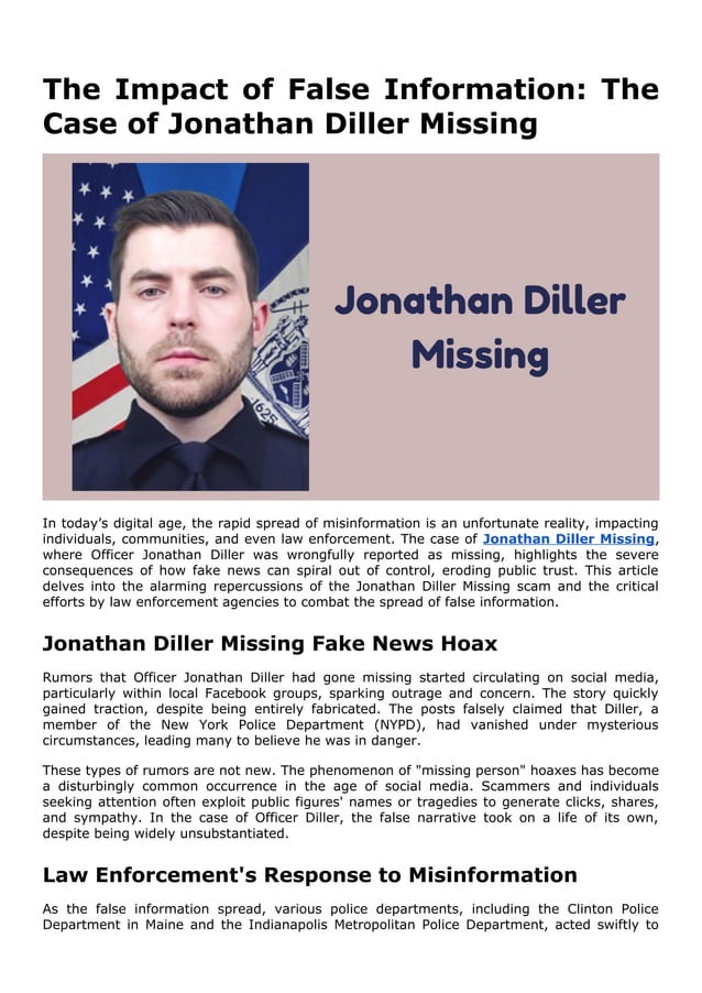 The Impact of False Information: The Case of Jonathan Diller Missing | PDF
