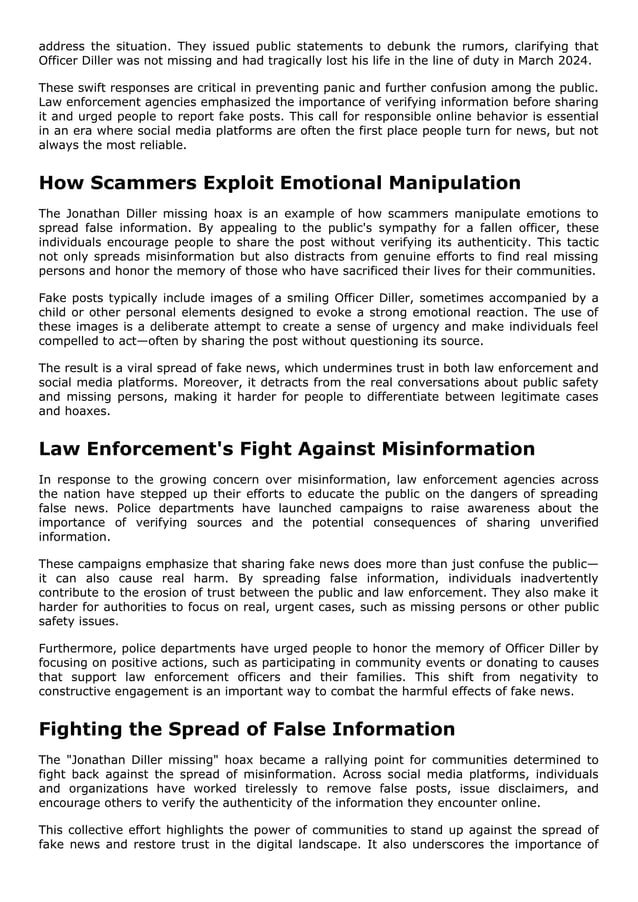 The Impact of False Information: The Case of Jonathan Diller Missing | PDF