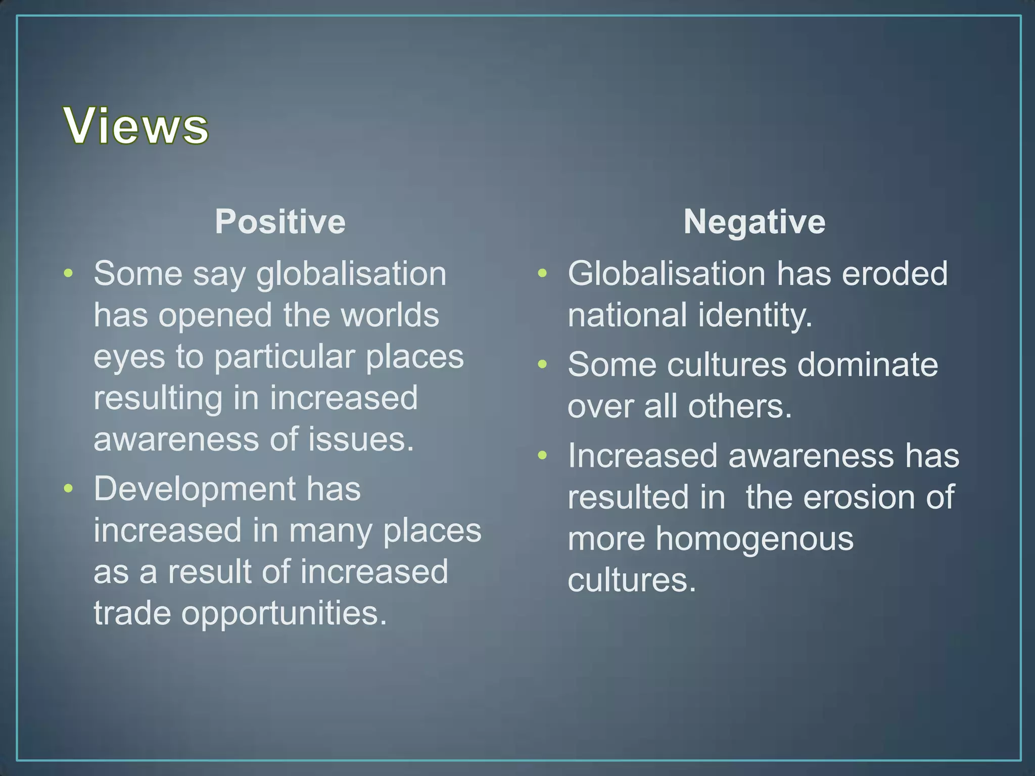 The impact of globalisation has on cultural diversity! | PPTX