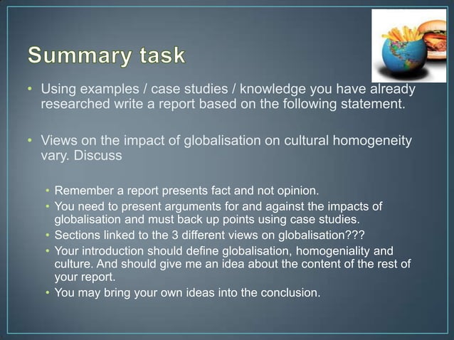 The impact of globalisation has on cultural diversity! | PPTX