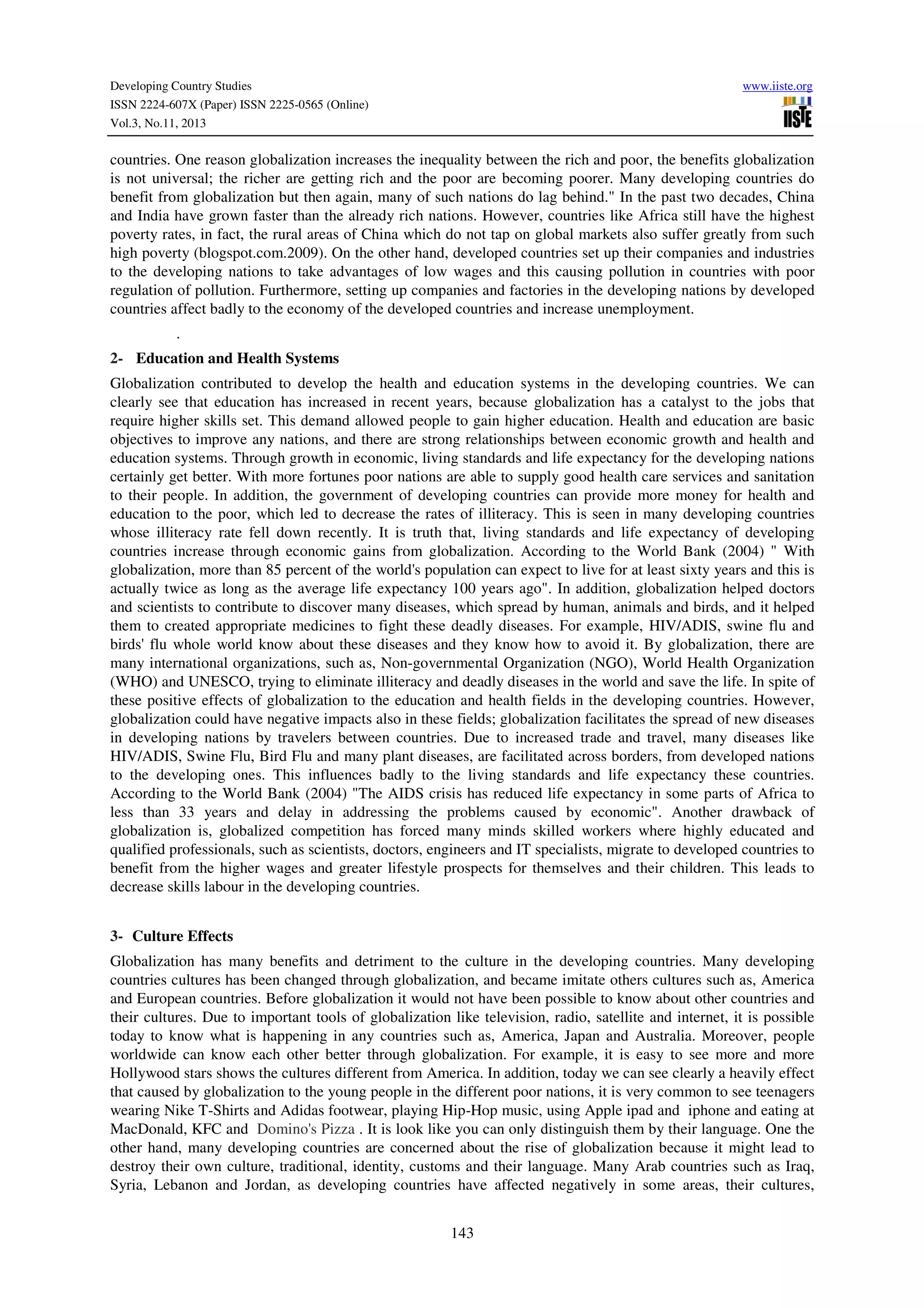 The impact of globalization in the developing countries | PDF