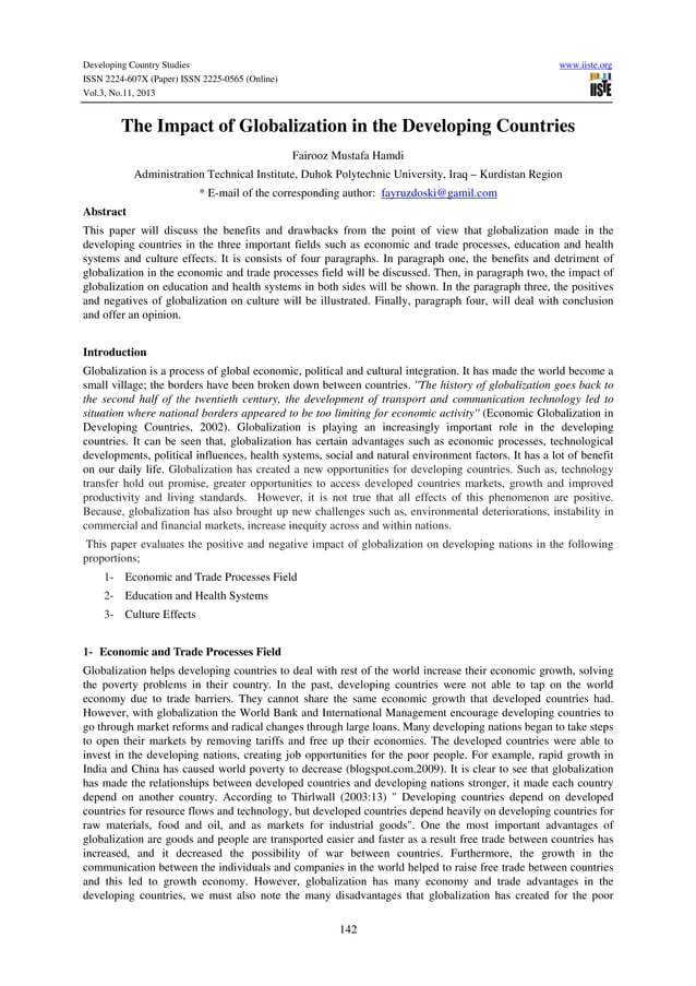 The impact of globalization in the developing countries | PDF ...