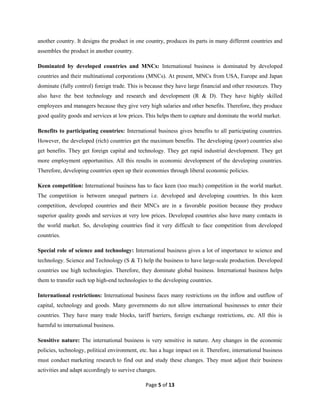 The impact of globalization on international business | DOCX