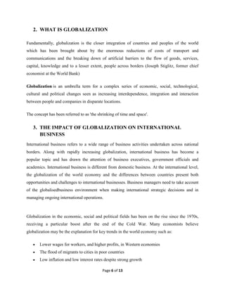 The impact of globalization on international business | DOCX | Large ...