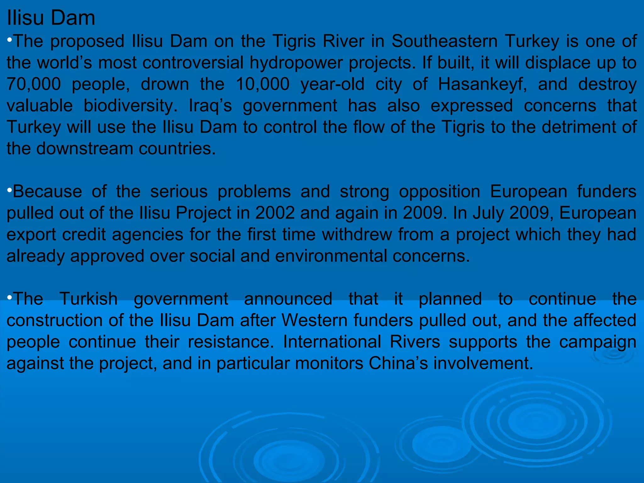 The impact of ilisu dam on duhok water intake on tigris river | PPT