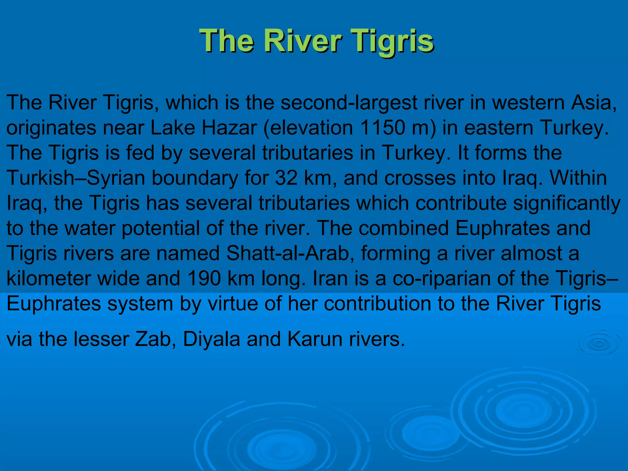 The impact of ilisu dam on duhok water intake on tigris river | PPT