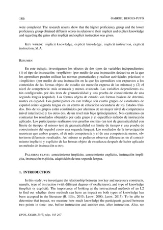 The impact of implicit and explicit instruction on the learning process of l2 knowledge in ...