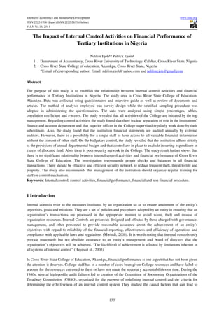 The impact of internal control activities on financial performance of ...