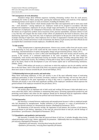 The impact of job security elements on the work alienation at private ...