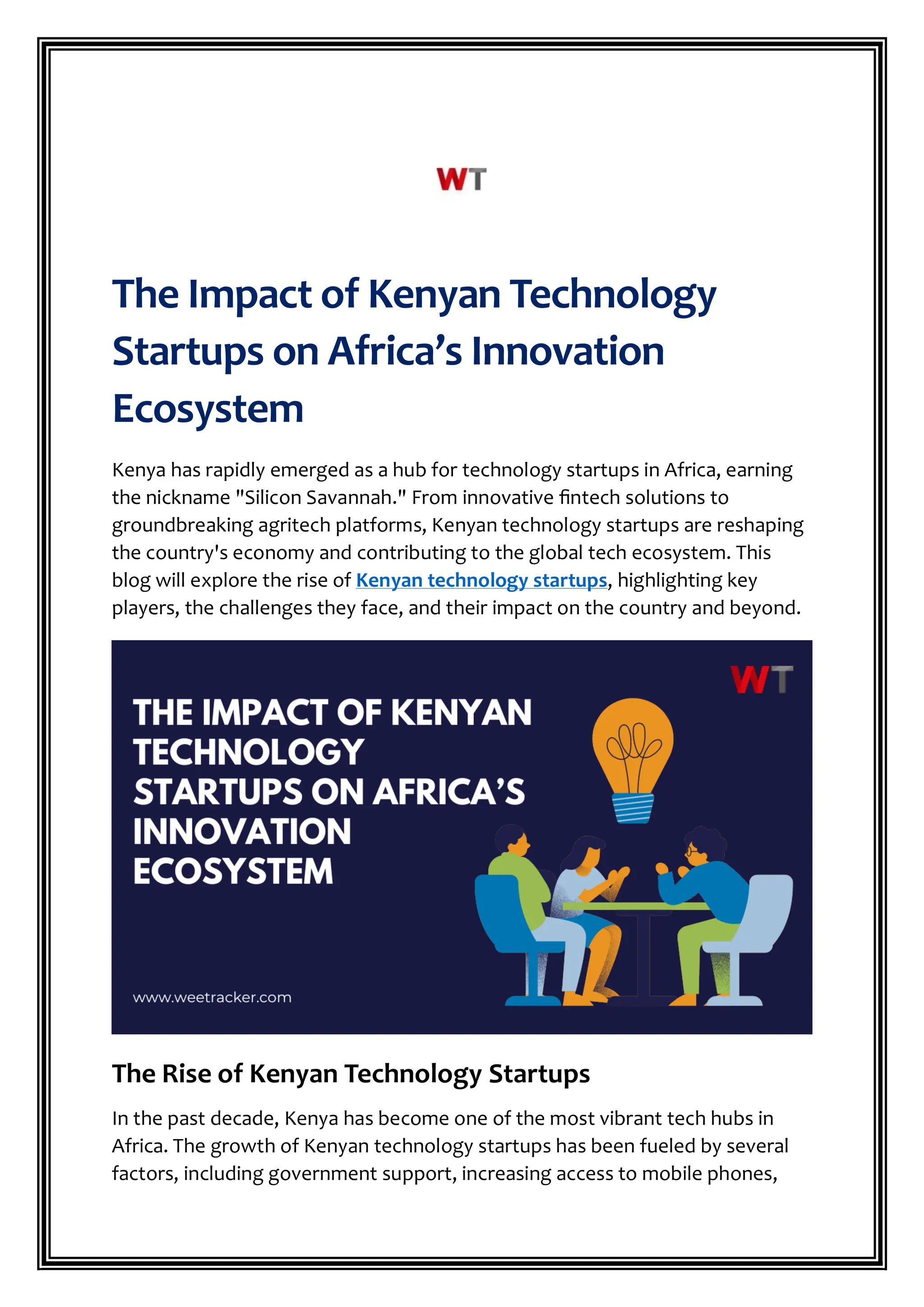 The Impact of Kenyan Technology Startups on Africa’s Innovation ...