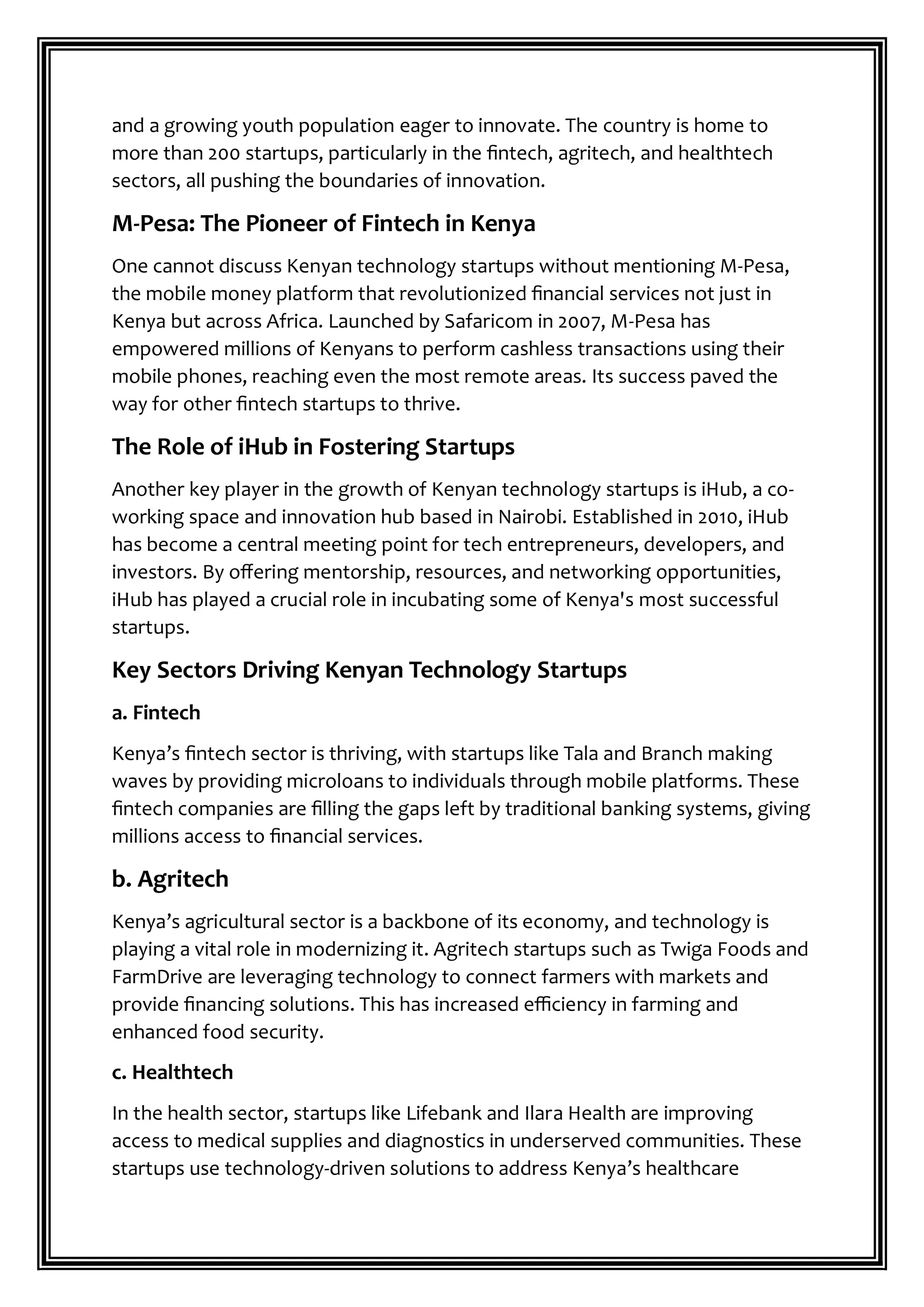The Impact of Kenyan Technology Startups on Africa’s Innovation ...