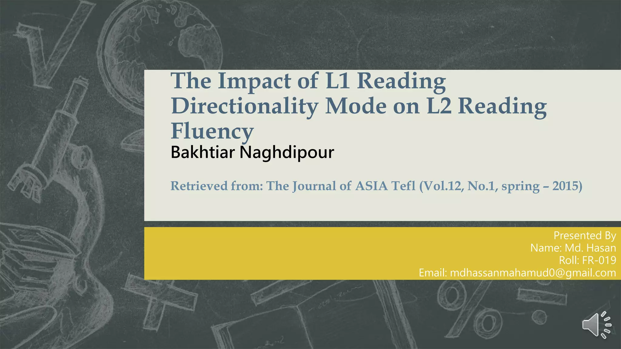 The impact of l1 reading directionality mode on l2 reading fluency ...