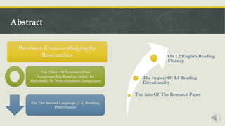 The impact of l1 reading directionality mode on l2 reading fluency ...